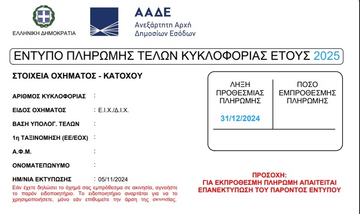Τέλη Κυκλοφορίας 2025: Που θα βρείτε τα ειδοποιητήρια - Go News